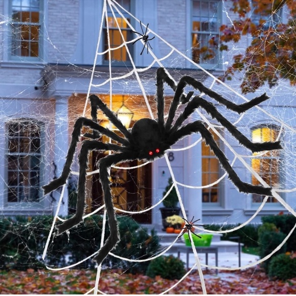 Accents | Xl Spider Halloween Decor Set Outdoor 20 Triangular Spider ...